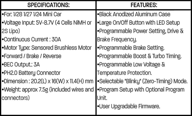 Red RC » Reflex Racing MC1 30A 1:28 Competition ESC